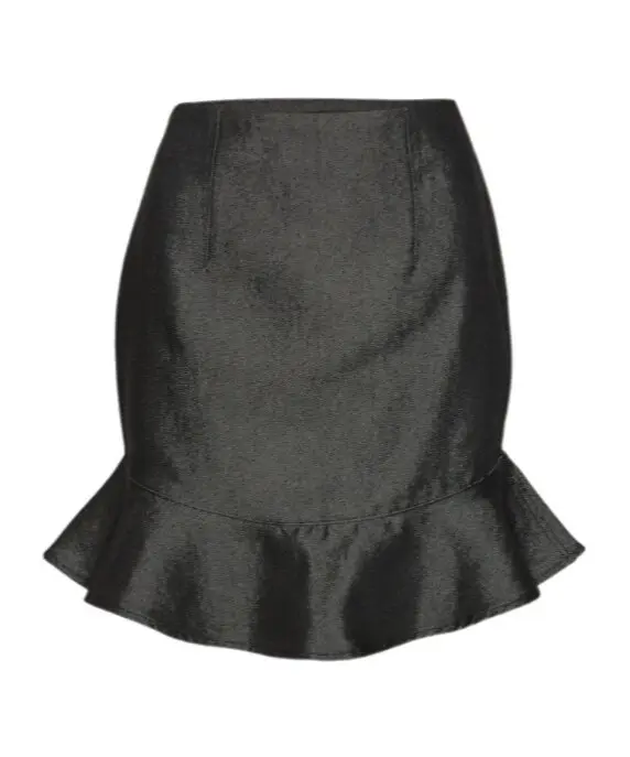 ROTATE BY BIRGER CHRISTENSEN Ruffle-trim Denim Mini Skirt - Black