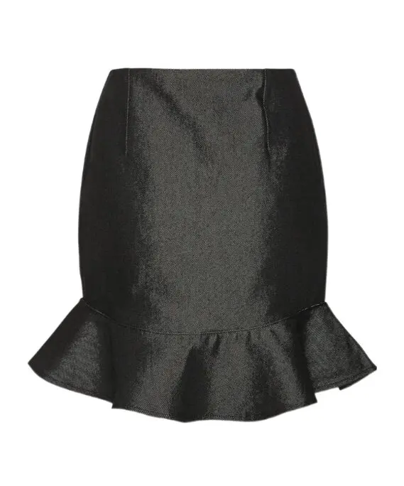 ROTATE BY BIRGER CHRISTENSEN Ruffle-trim Denim Mini Skirt - No