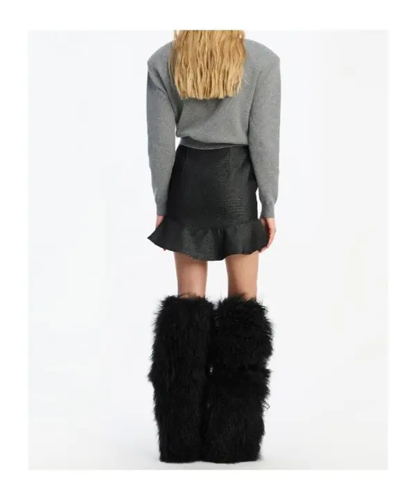 ROTATE BY BIRGER CHRISTENSEN Ruffle-trim Denim Mini Skirt - No