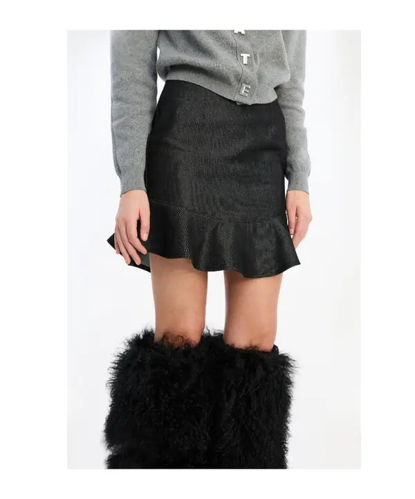 ROTATE BY BIRGER CHRISTENSEN Ruffle-trim Denim Mini Skirt - No
