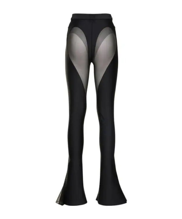 MUGLER Flared Tulle Jersey High-waist Pants