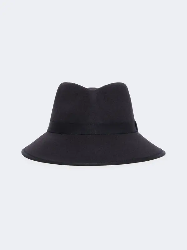 Max Mara Wool Felt Hat With Grosgrain Ribbon Trim - Midnight Blue