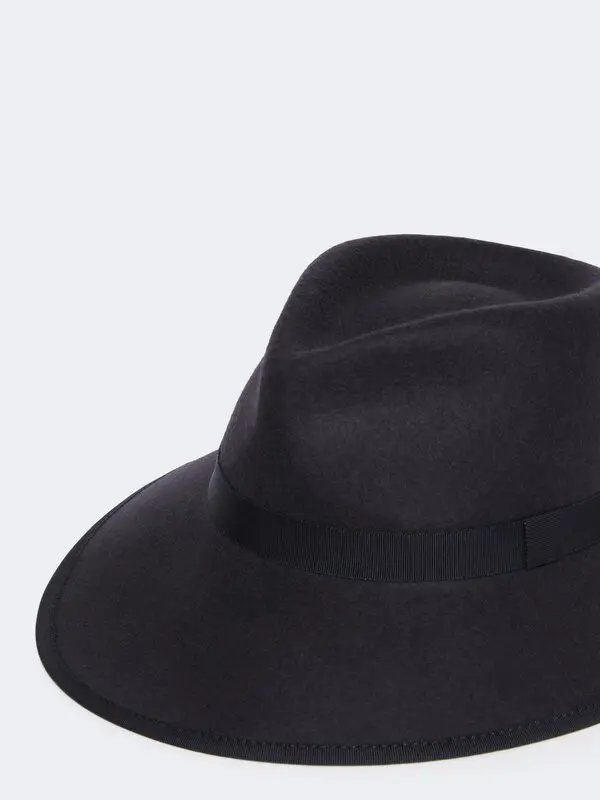 Max Mara Wool Felt Hat With Grosgrain Ribbon Trim - Midnight Blue