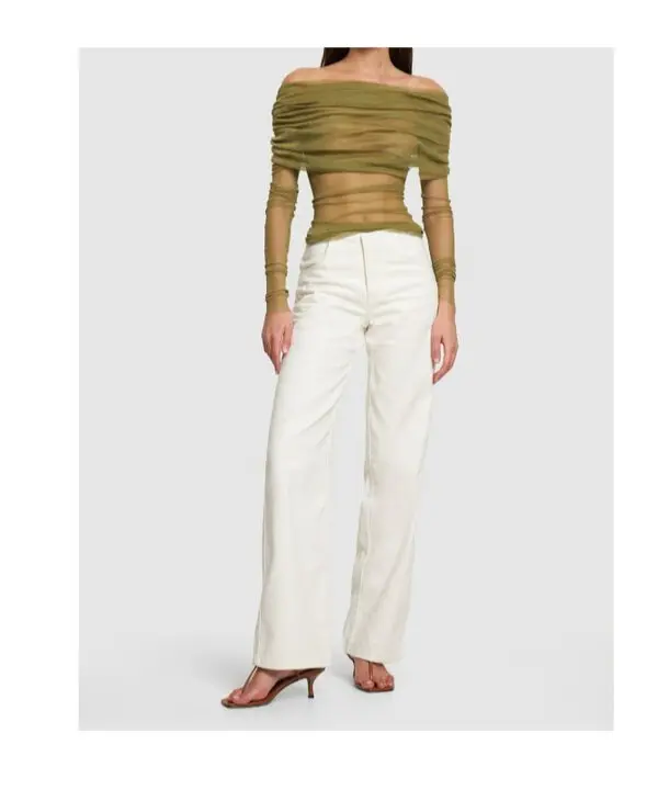 Christopher Esber Sheer Off-shoulder Long Sleeve Top
