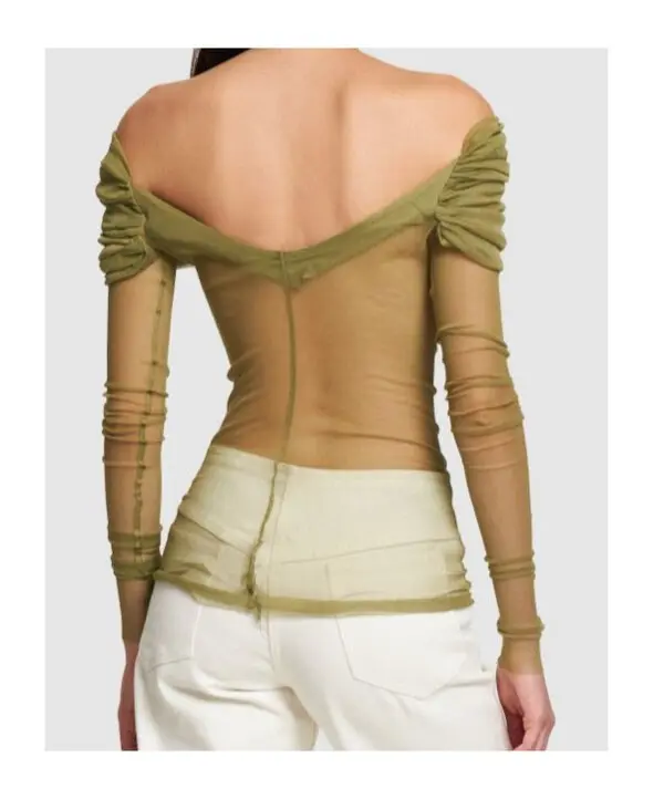 Christopher Esber Sheer Off-shoulder Long Sleeve Top
