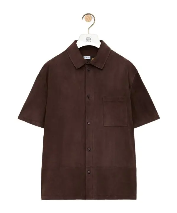 Loewe Short-sleeved Goatskin Suede Shirt