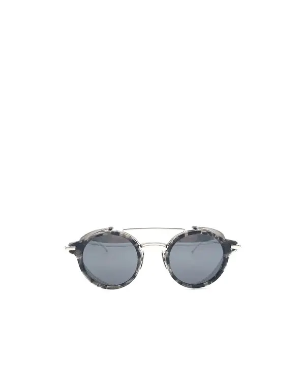 Thom Browne Round Frame Sunglasses With Side Shield Protection - Gray