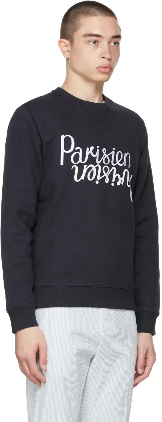 Maison Kitsuné Logo Round Neck Sweater