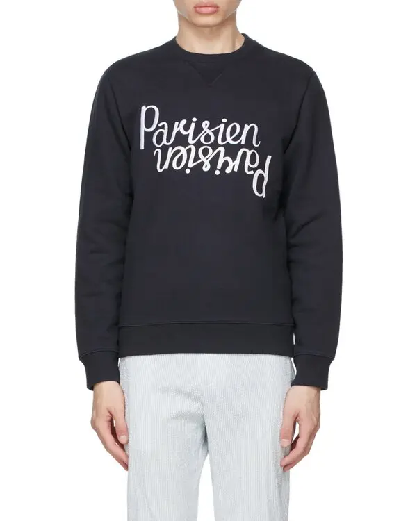 Maison Kitsuné Logo Round Neck Sweater
