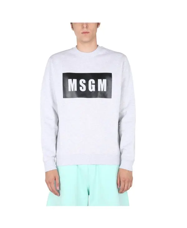 MSGM Logo Print Cotton Sweatshirt - White