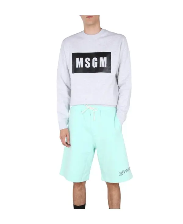 MSGM Logo Print Cotton Sweatshirt