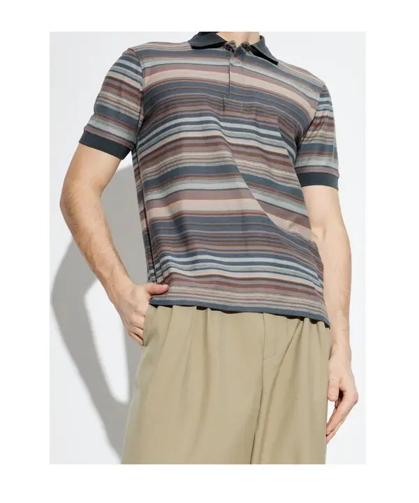 Paul Smith Stripe Knit Polo Shirt