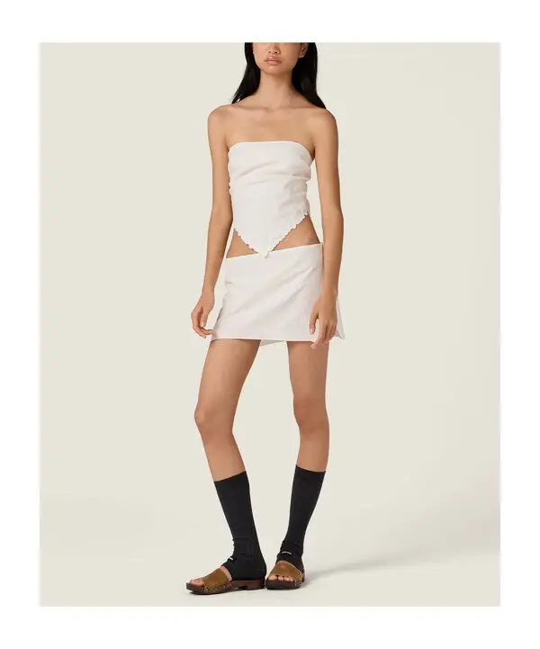 Miu Miu Embroidered Slubbed Canvas Bandana Top