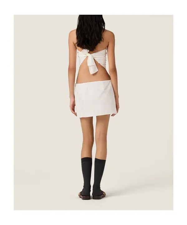 Miu Miu Embroidered Slubbed Canvas Bandana Top