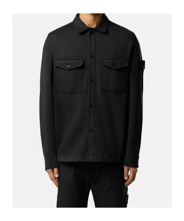 Stone Island Regular-fit Collared Sweatshirt With Chest Pockets