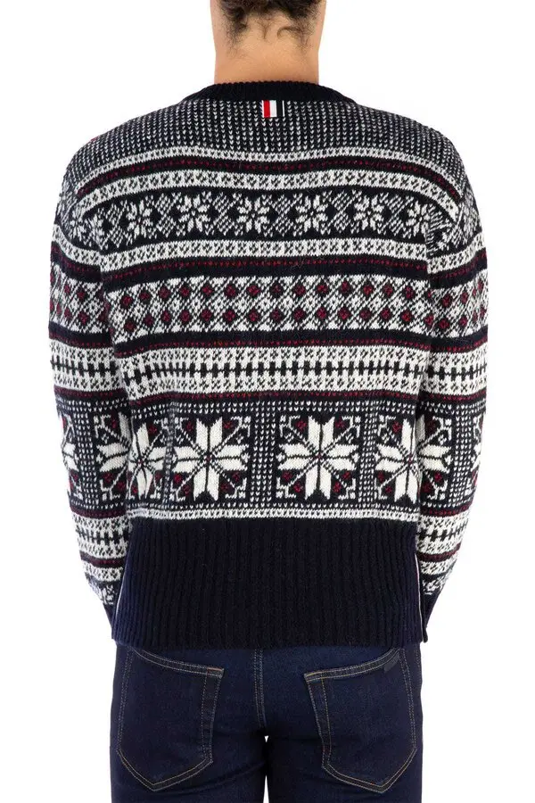 Thom Browne Mohair Diagonal Striped Pullover With Fair Isle Pattern