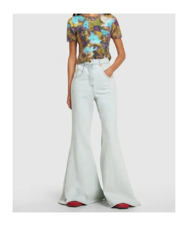 Nina Ricci High Rise Flared Cotton Denim Jeans