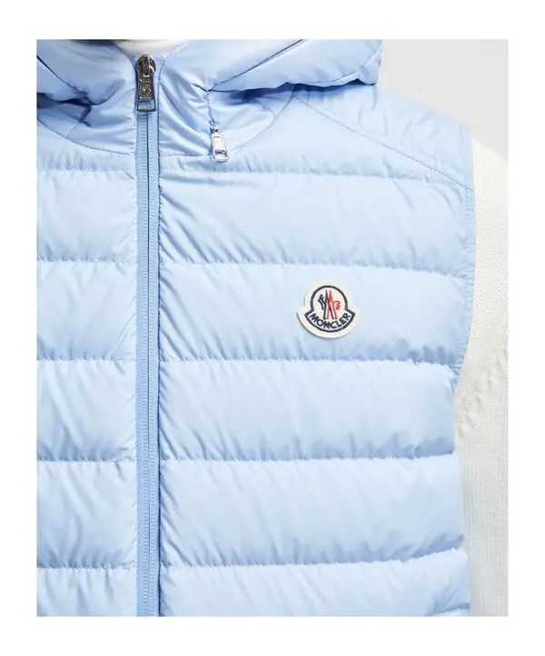 Moncler Bourget Hooded Down Vest - Light Blue
