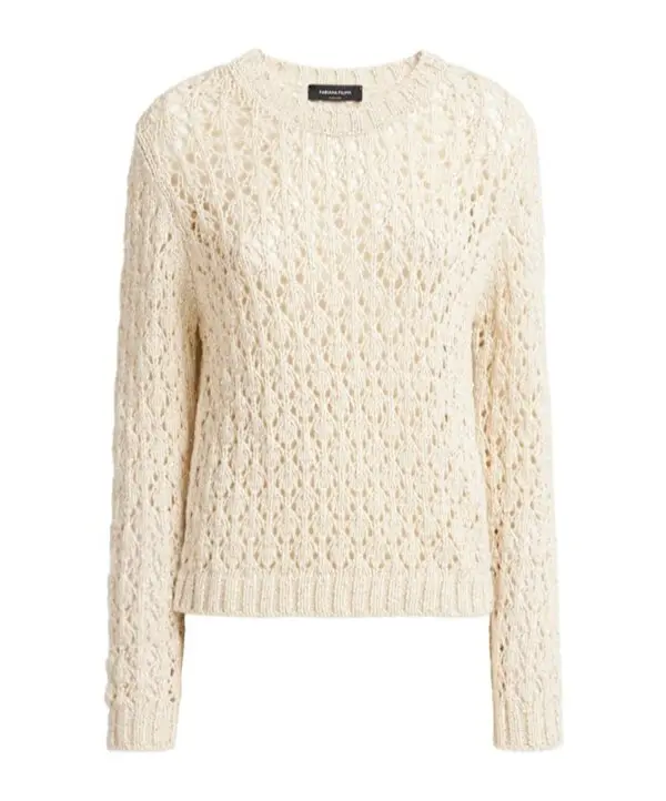 Fabiana Filippi Sequined Diamond Knit Crew Neck Sweater