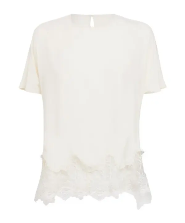 Fabiana Filippi Crepe Lace Trim T-shirt