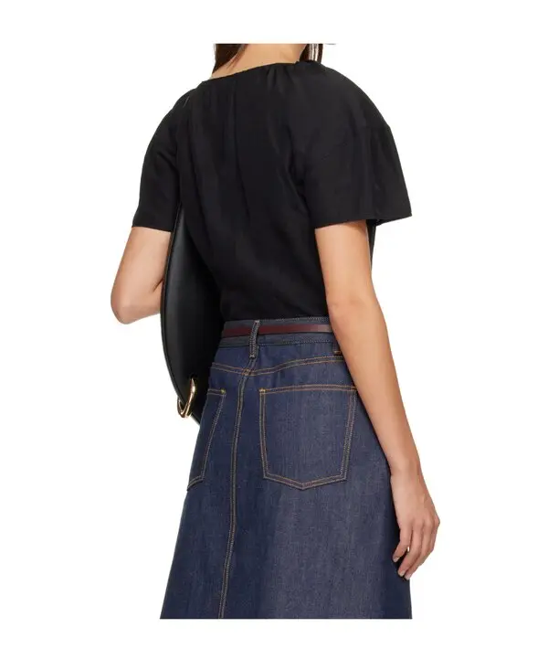 Tory Burch Smocked Neck Top With Cap Sleeves