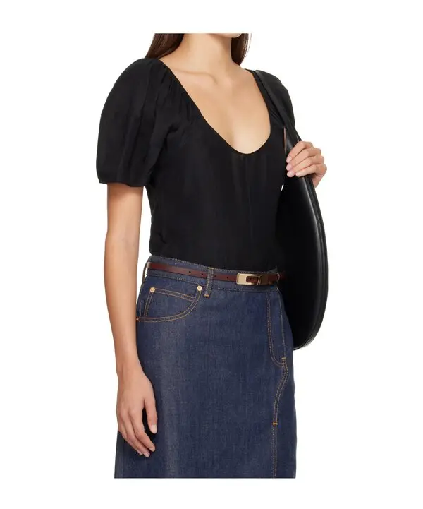 Tory Burch Smocked Neck Top With Cap Sleeves