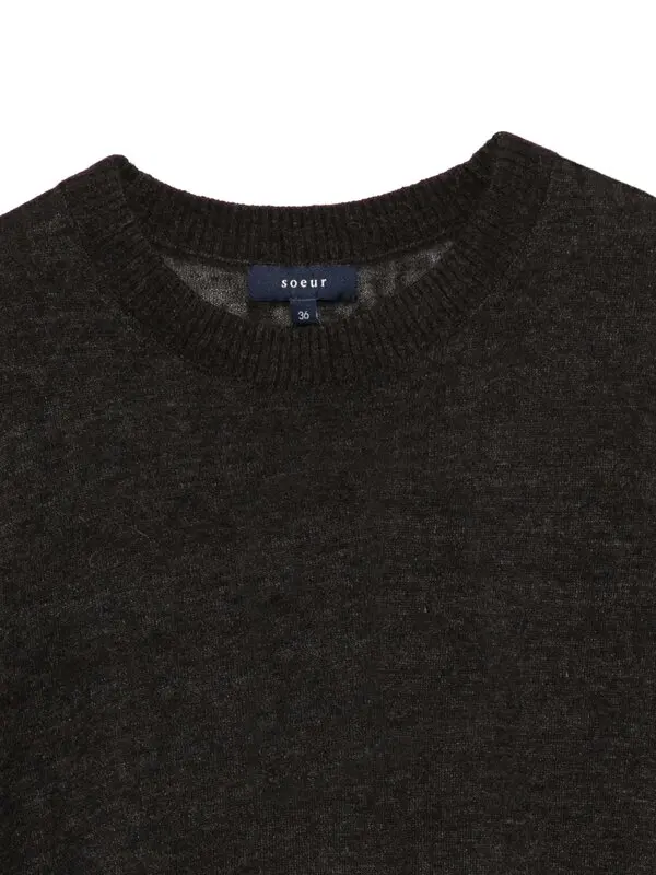Soeur Asymmetrical Hemline Short Sleeve Knit T-shirt - Black