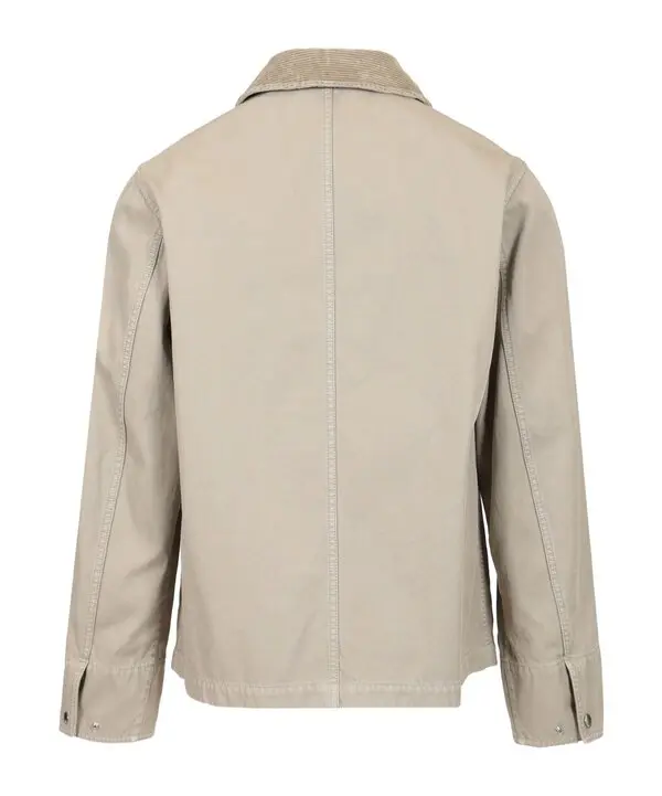 Burberry Motif Embroidered Press Stud Shirt Jacket