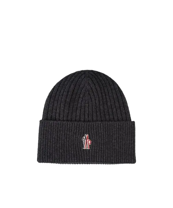 Moncler Logo Patch Knit Beanie - Black