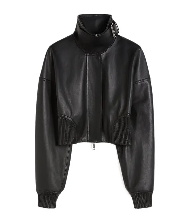 Sportmax High-neck Zipped Leather Bomber Jacket