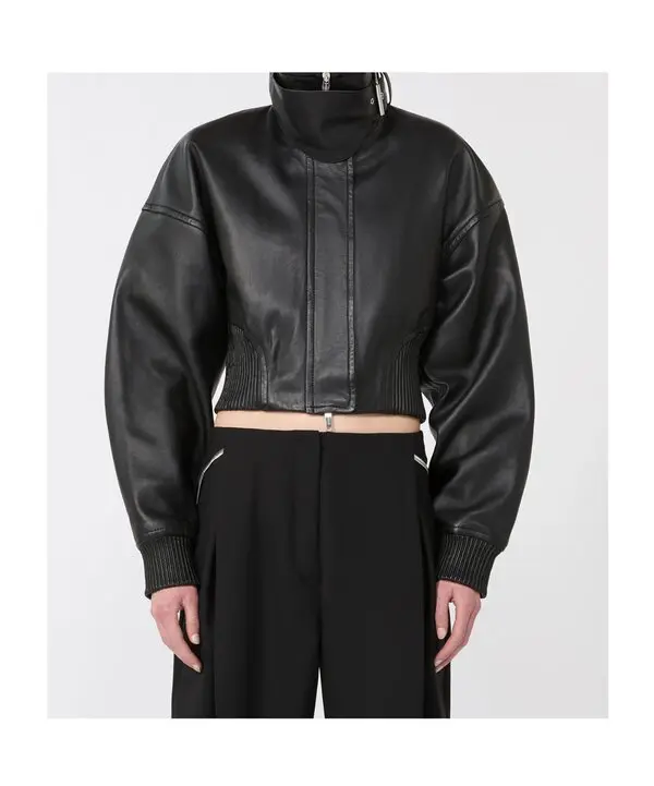 Sportmax High-neck Zipped Leather Bomber Jacket