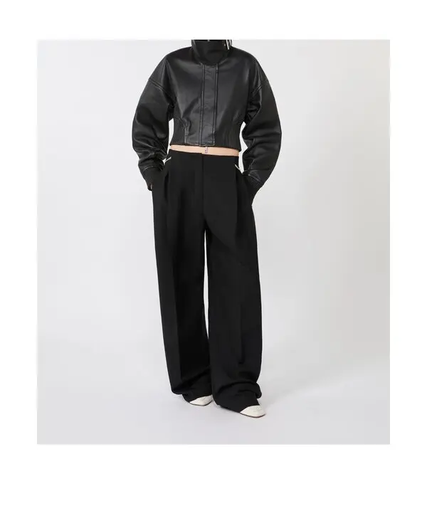 Sportmax High-neck Zipped Leather Bomber Jacket