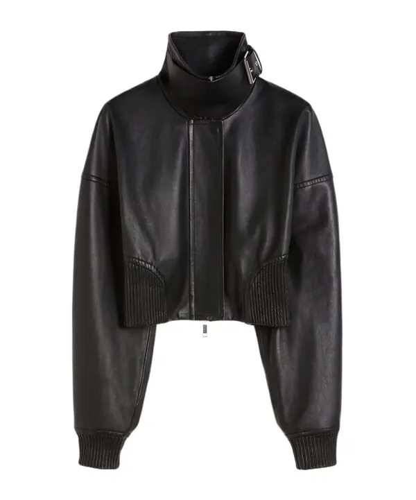 Sportmax High Neck Cropped Bomber Jacket - Black