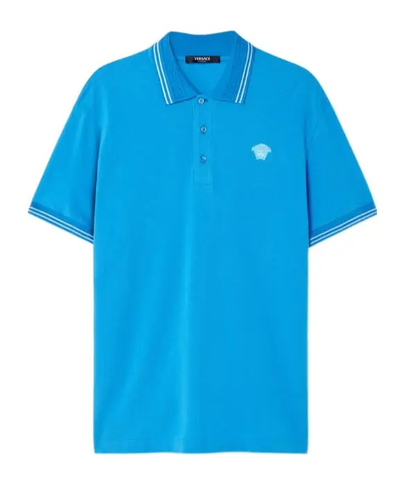 Versace Medusa-embroidered Short-sleeved Polo Shirt