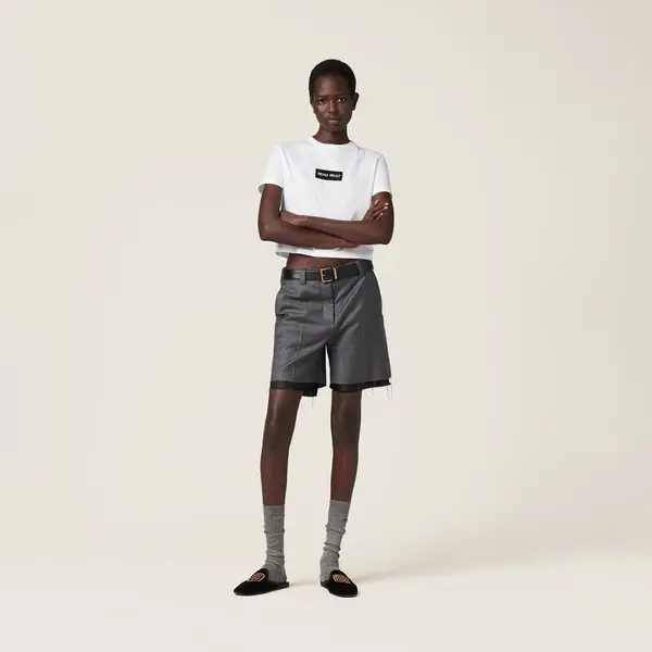 Miu Miu Embroidered Logo Jersey T-shirt
