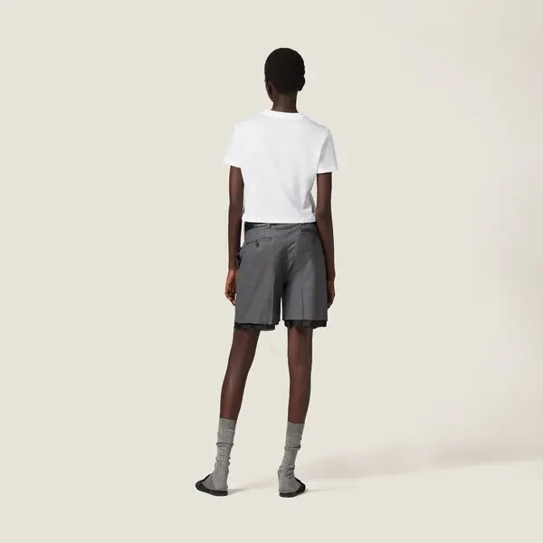 Miu Miu Embroidered Logo Jersey T-shirt