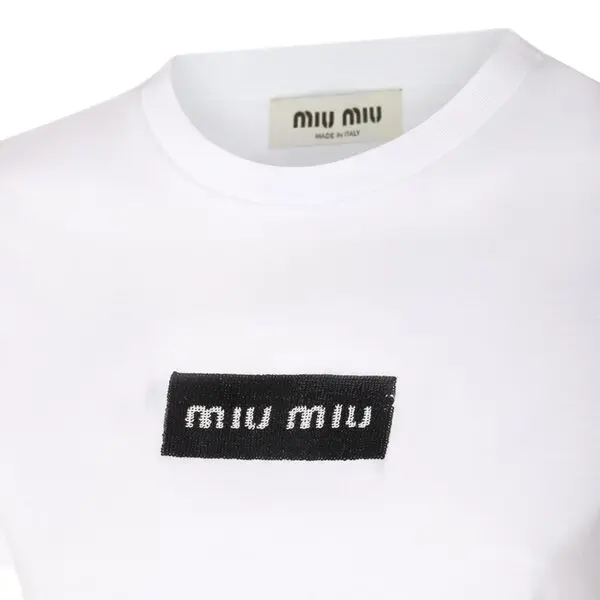 Miu Miu Embroidered Logo Jersey T-shirt