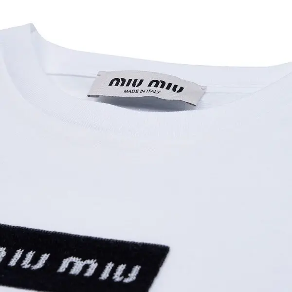 Miu Miu Embroidered Logo Jersey T-shirt