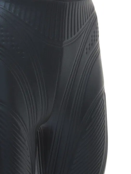 MUGLER High-waisted Glossy Embossed Motorcycle Pants