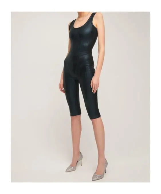 MUGLER High-waisted Glossy Embossed Motorcycle Pants