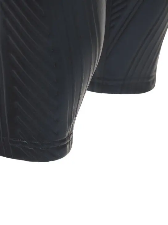 MUGLER High-waisted Glossy Embossed Motorcycle Pants