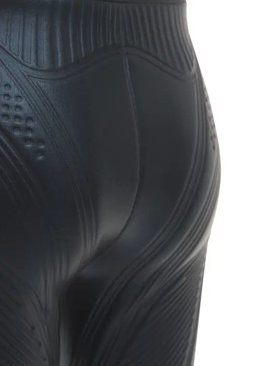 MUGLER High-waisted Glossy Embossed Motorcycle Pants