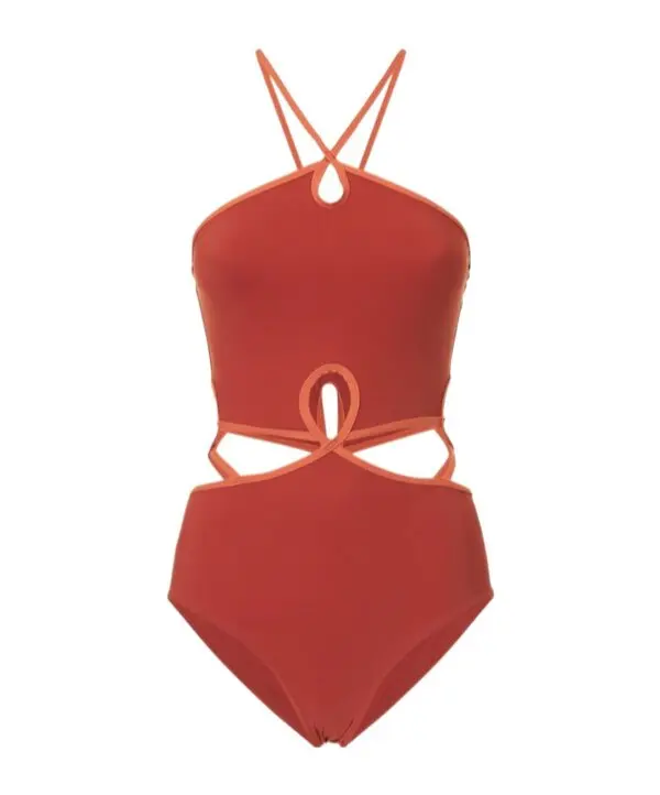 Christopher Esber Halter Loop Lycra One Piece Swimsuit - Red