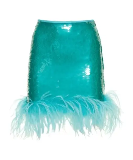 Giuseppe Di Morabito Sequined Mini Skirt With Feather Trim - Green