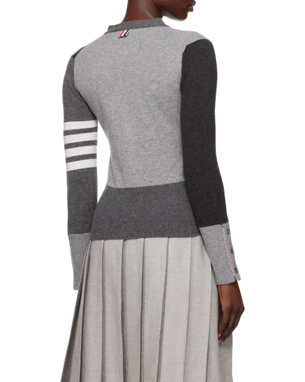 Thom Browne Color-blocked V-neck Cardigan - Grey