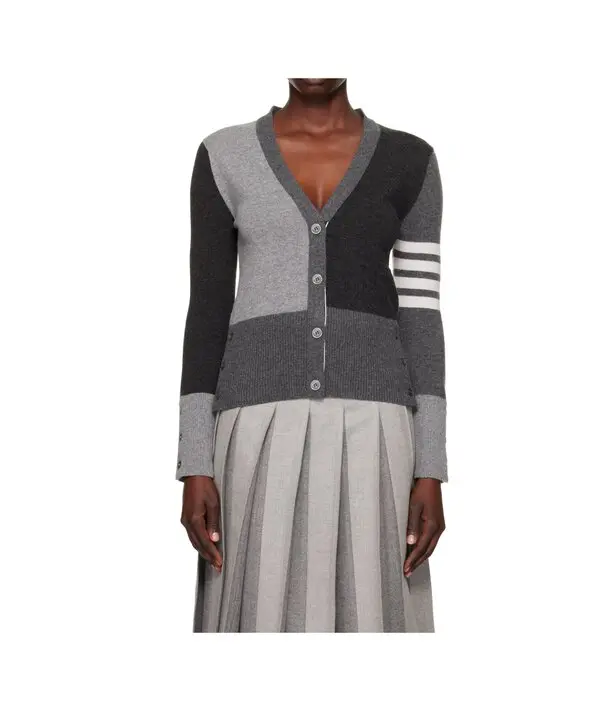 Thom Browne Color-blocked V-neck Cardigan
