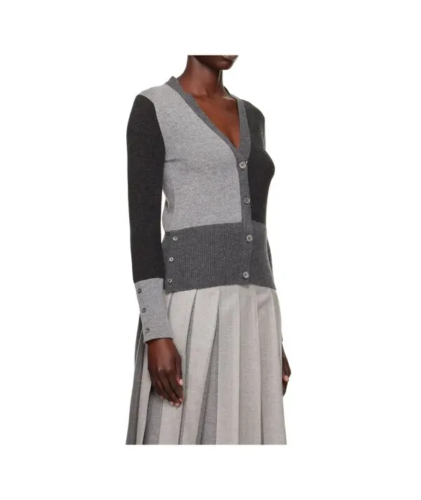 Thom Browne Color-blocked V-neck Cardigan