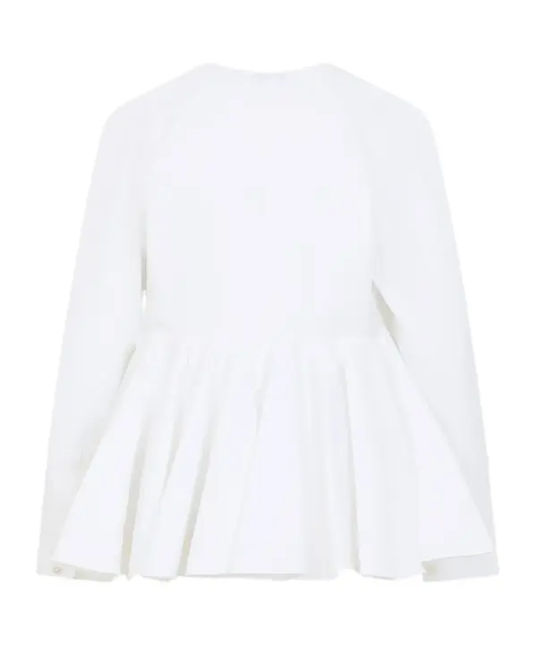 Alaïa Flared Poplin Shirt With Ruffled Hem