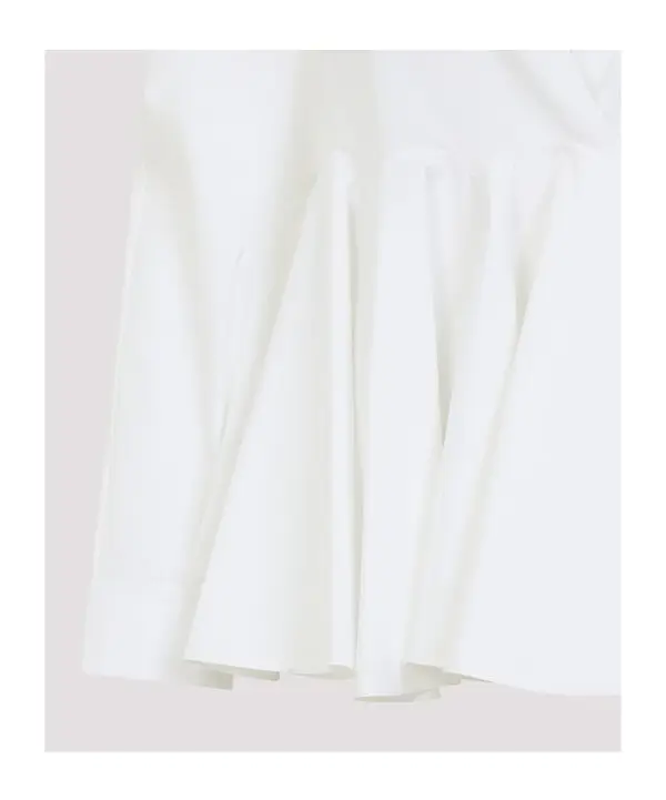 Alaïa Flared Poplin Shirt With Ruffled Hem