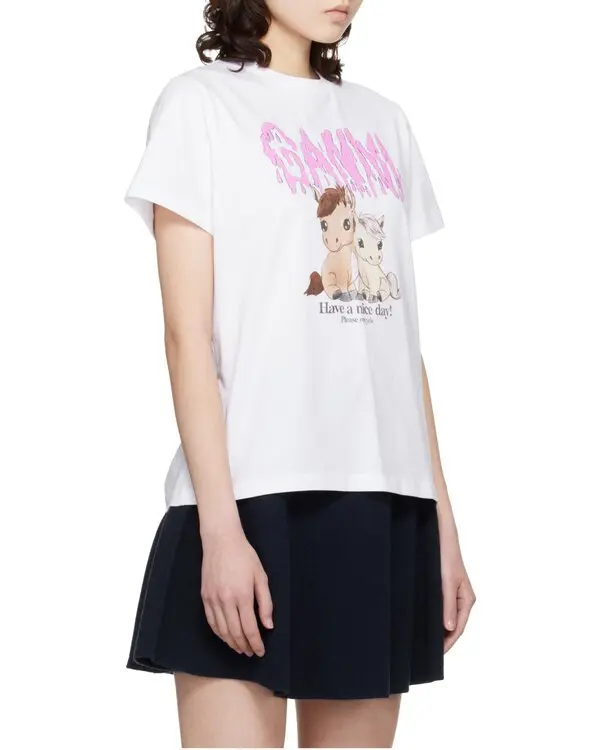 GANNI Logo Printed Crewneck T-shirt